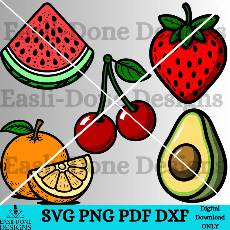 Fruit Layered SVG Cut File: Cherry, Strawberry, Watermelon PNG Clipart ...