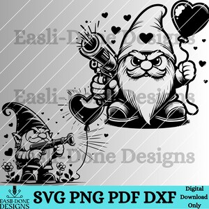 Grumpy Gnomes Valentine Outline Designs Bundle SVG PNG Pdf Dxf File ...