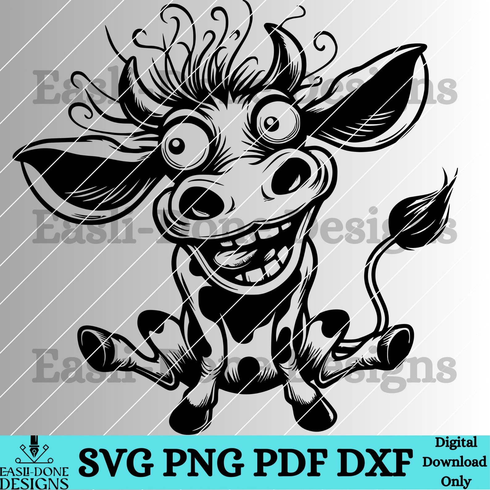 Crazy Fun Farm Animal Outline Bundle Svg Png Pdf and Dxf Files Instant ...
