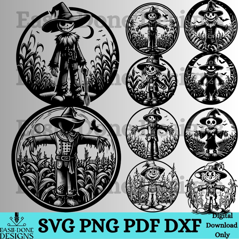 Scarecrow SVG Clipart Bundle: Middle Finger, Peeking, Round and Square ...