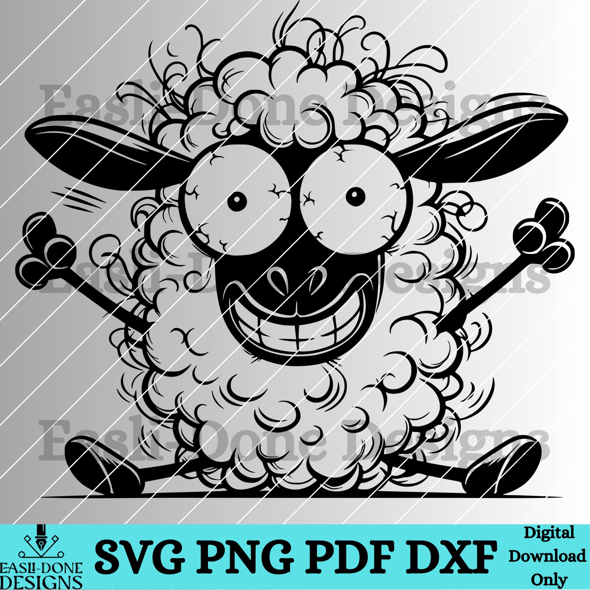 Crazy Fun Farm Animal Outline Bundle Svg Png Pdf and Dxf Files Instant ...