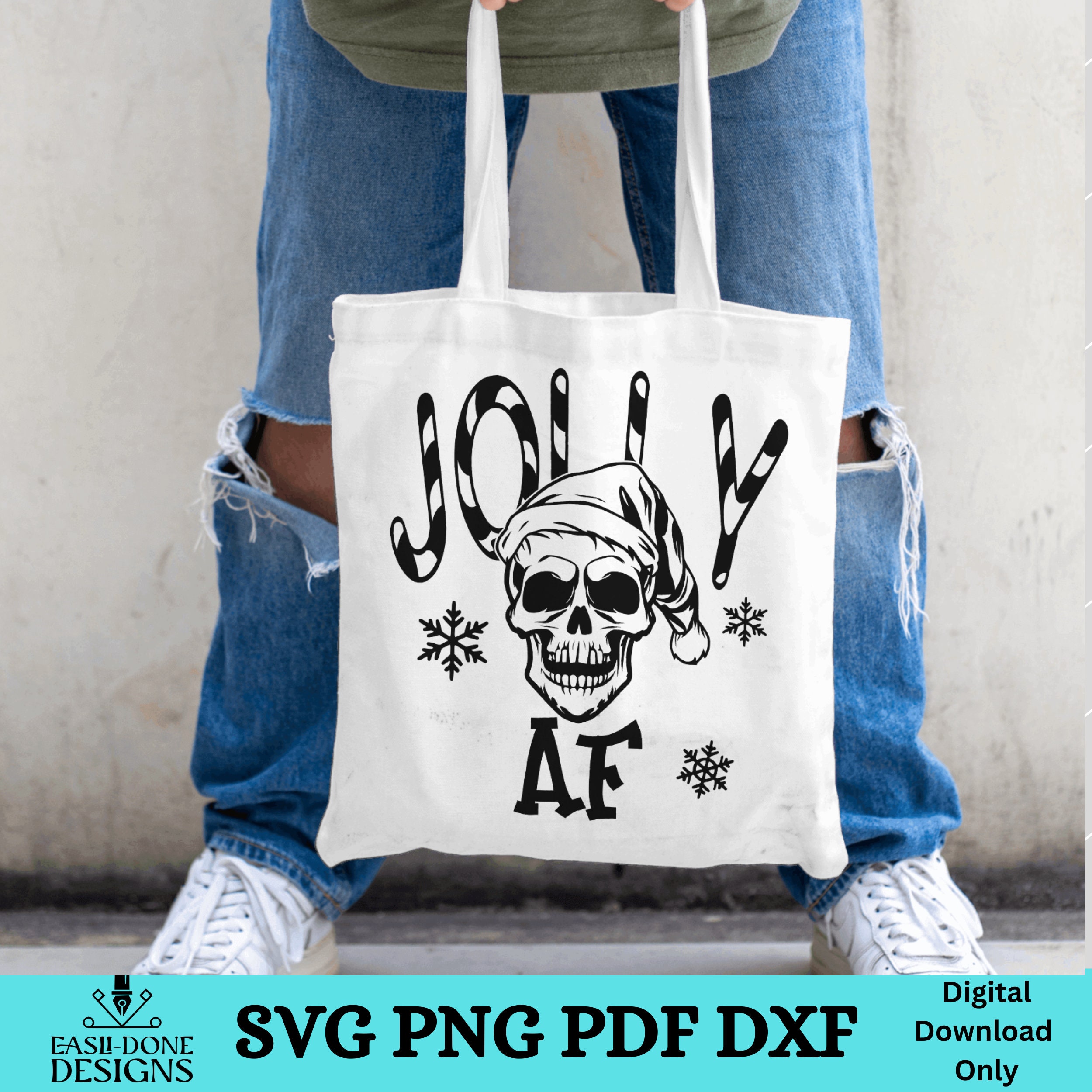 Unique Jolly AF Christmas SVG With Skull Instant Download for DIY ...