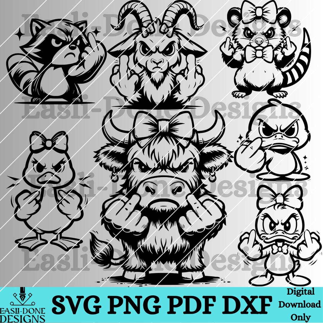 Funny Animal Middle Finger SVG Bundle: Birdie Finger Clipart (digital ...