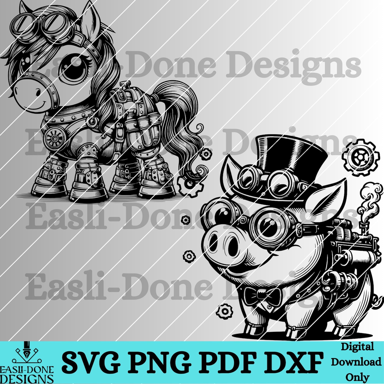 Steampunk Farm Animal SVG Bundle: Highland Cow Clipart (digital ...
