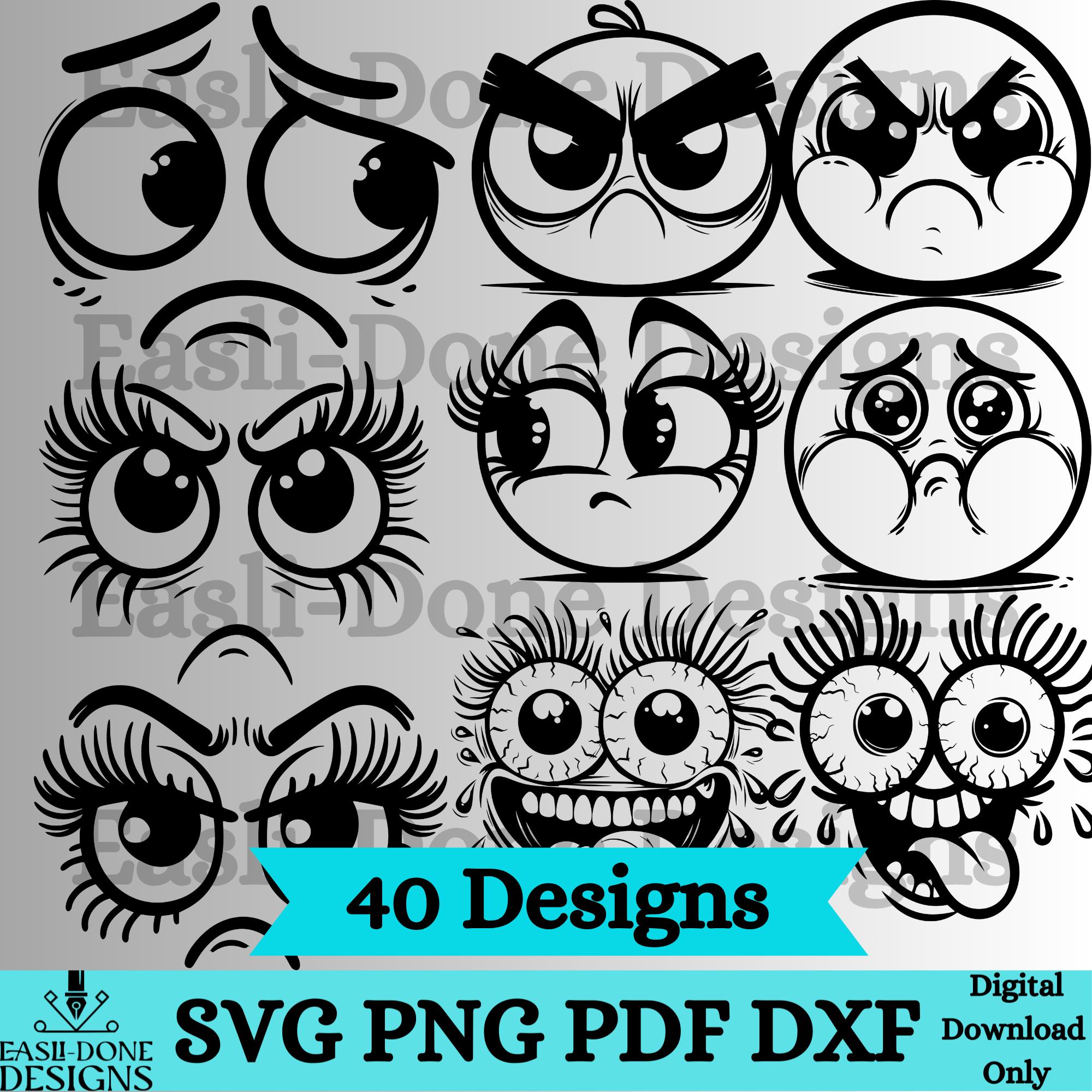 Funny Face Svg Bundle, Cartoon Face Clipart, Crazy Face Svg, Cutter and ...