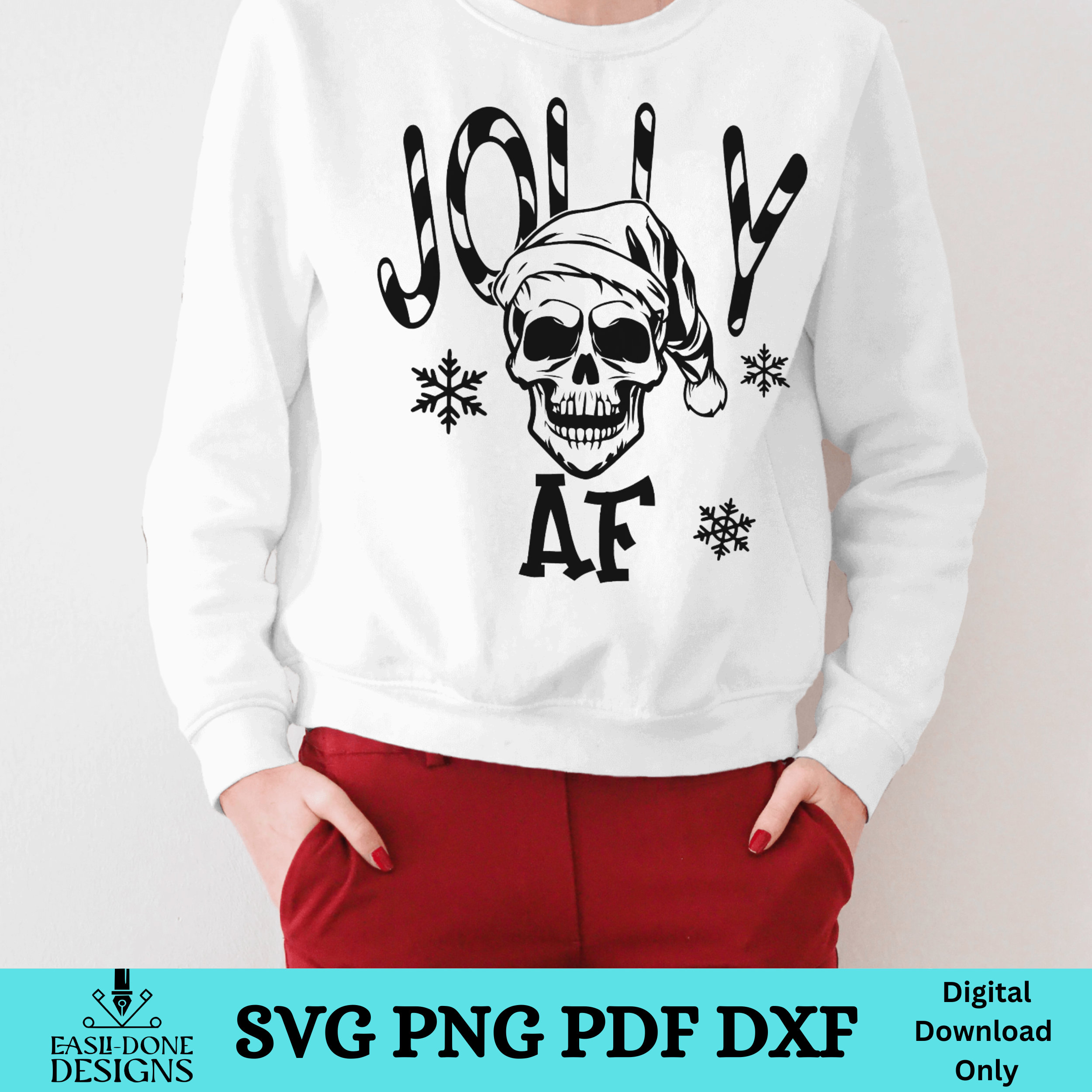Unique Jolly AF Christmas SVG With Skull Instant Download for DIY ...