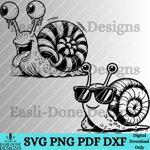 Silly Snail Design Outline Bundle SVG PNG Pdf Dxf Files Instant ...