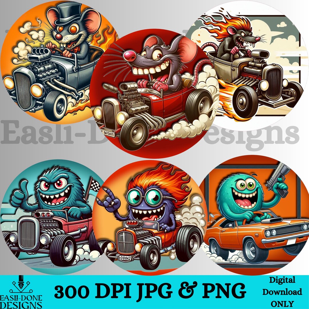 Hot Rod Car Coaster Sublimation Bundle (PNG JPG File) - Etsy