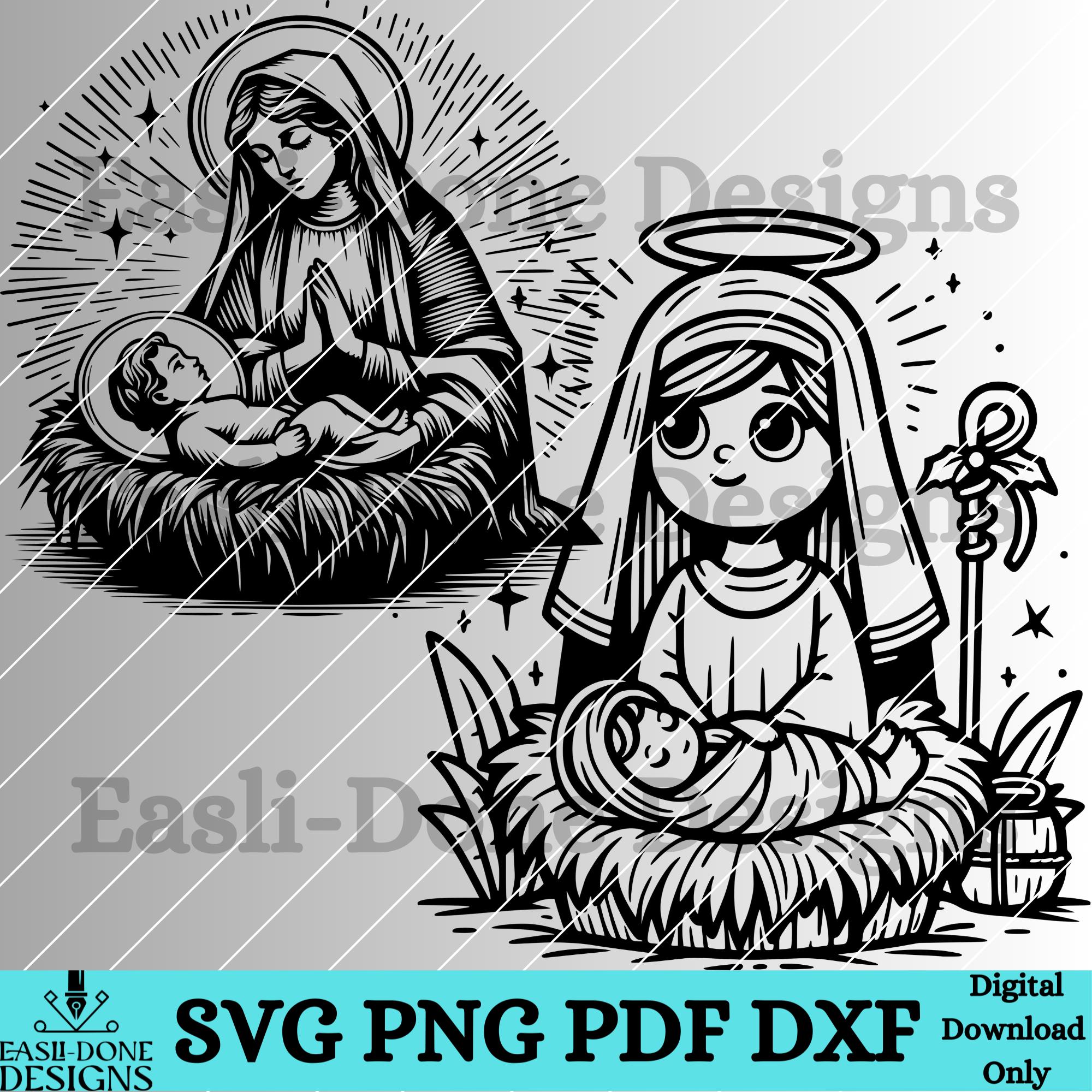Christmas Nativity Outline SVG Bundle: Laser Cut Vector Clipart ...