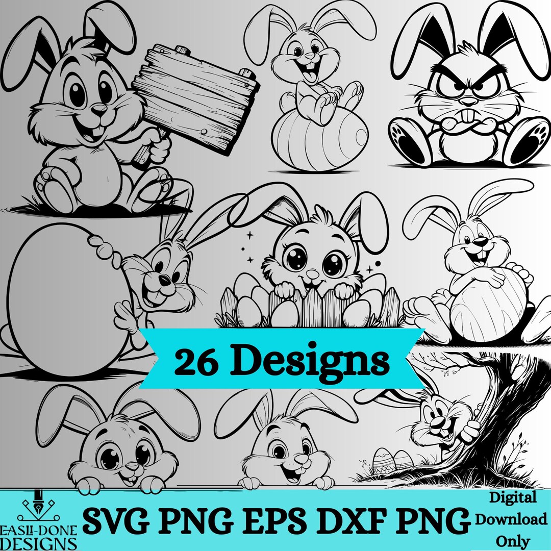 Bunny SVG Bundle, Easter Bunny Clipart, Peeking Bunny SVG, Easter Egg ...