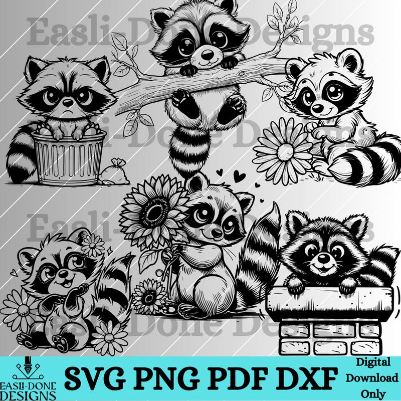 Cute Baby Raccoon Png - Etsy