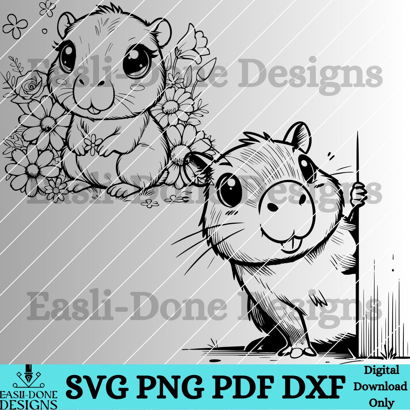Kawaii Capybara Outline SVG Bundle: Cricut & Laser Cut Files (digital ...