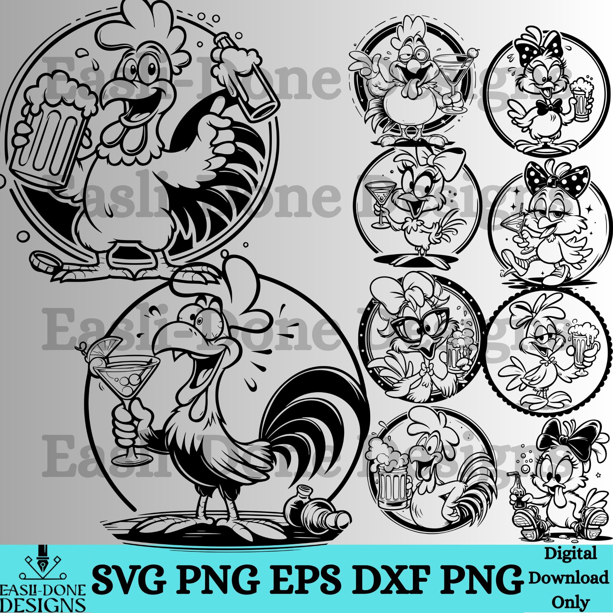 Funny Tipsy Farm Animal Coaster SVG Bundle: Round Barnyard Bar Sign ...
