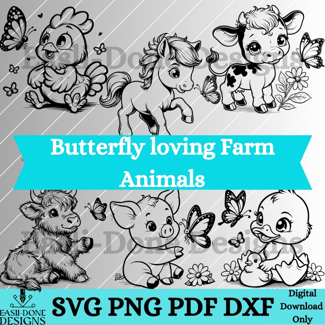 Farm Animal Bundle Svg Png Pdf and Dxf Files Instant Download ...