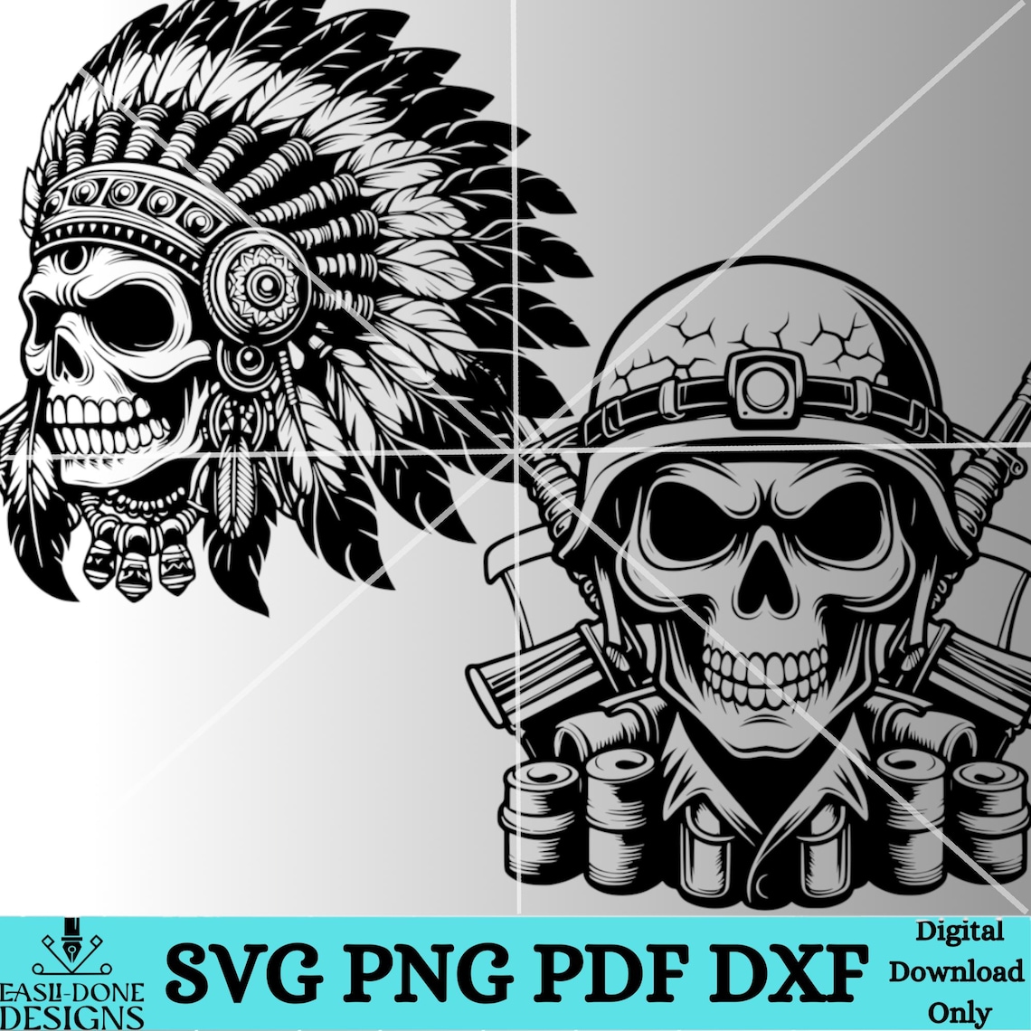 Skull Outline SVG Bundle: Skeleton Clipart, Laser Engraver Files ...