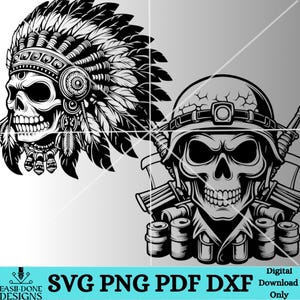 Skull Svg Bundle PNG Pdf and Dxf Files Instant Download, Skeleton ...