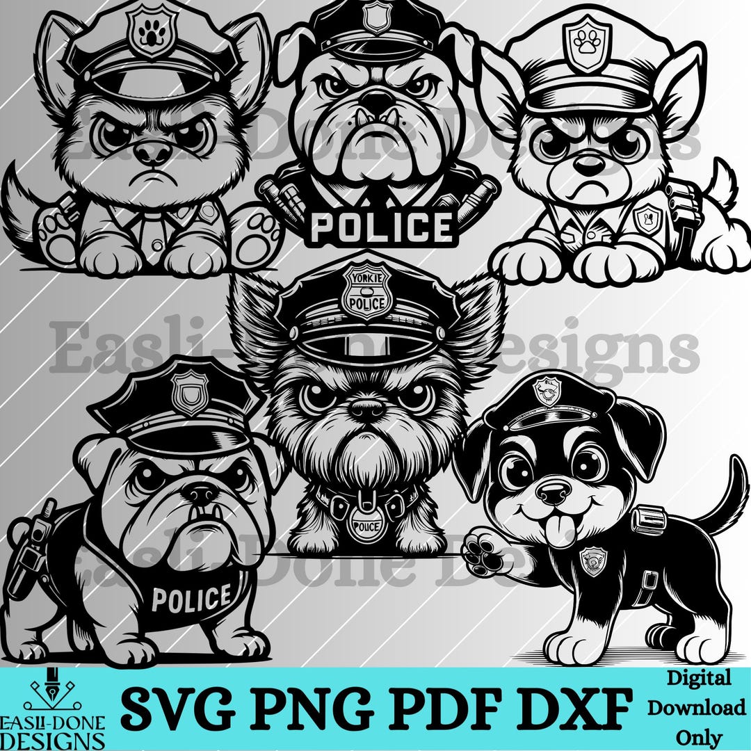 Police Dog Outline SVG Bundle, Cop Dog Svg Yorkie Bulldog Rottweiler ...