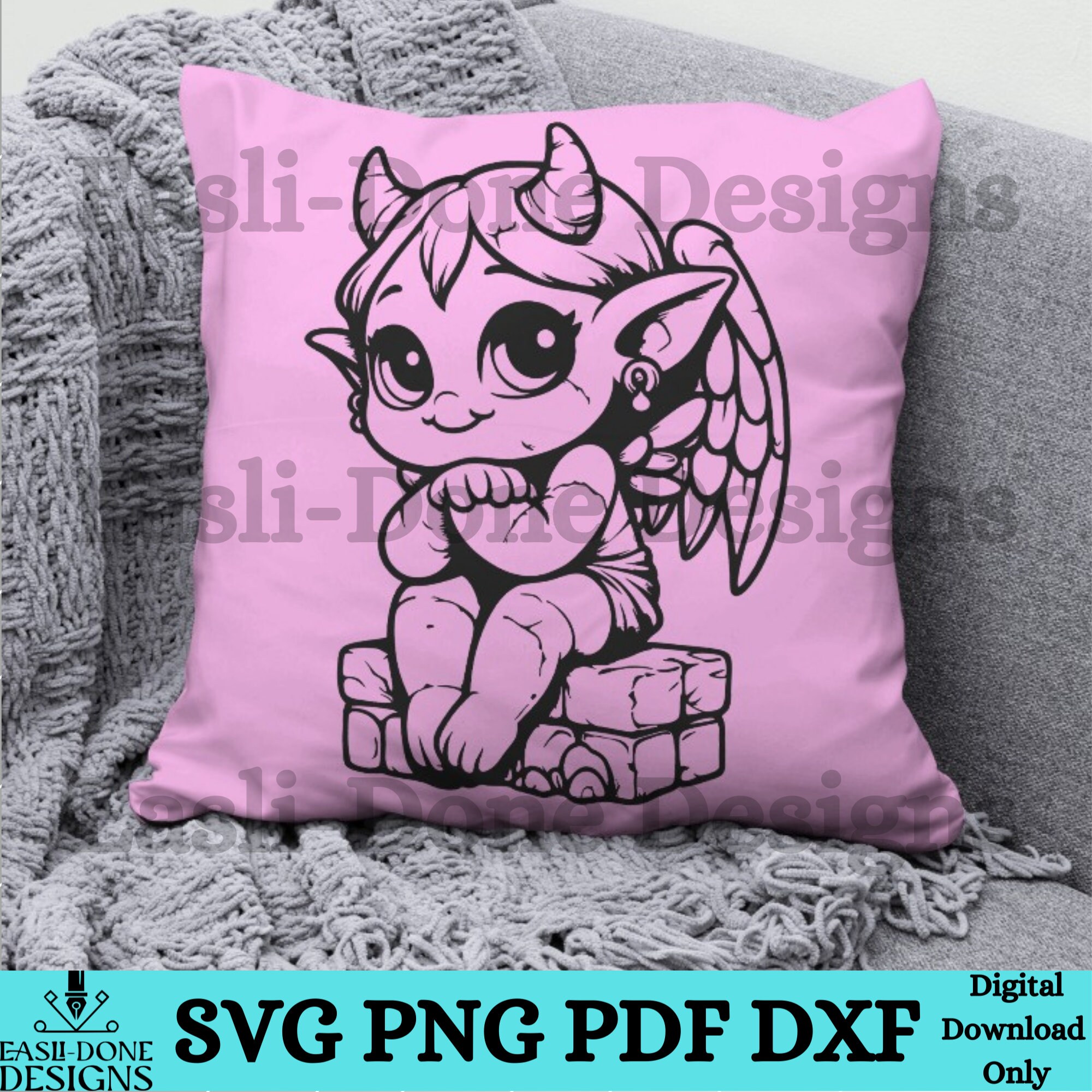 Gargoyle Outline SVG PNG Pdf and Dxf Files Goblin Core Laser and Cut ...