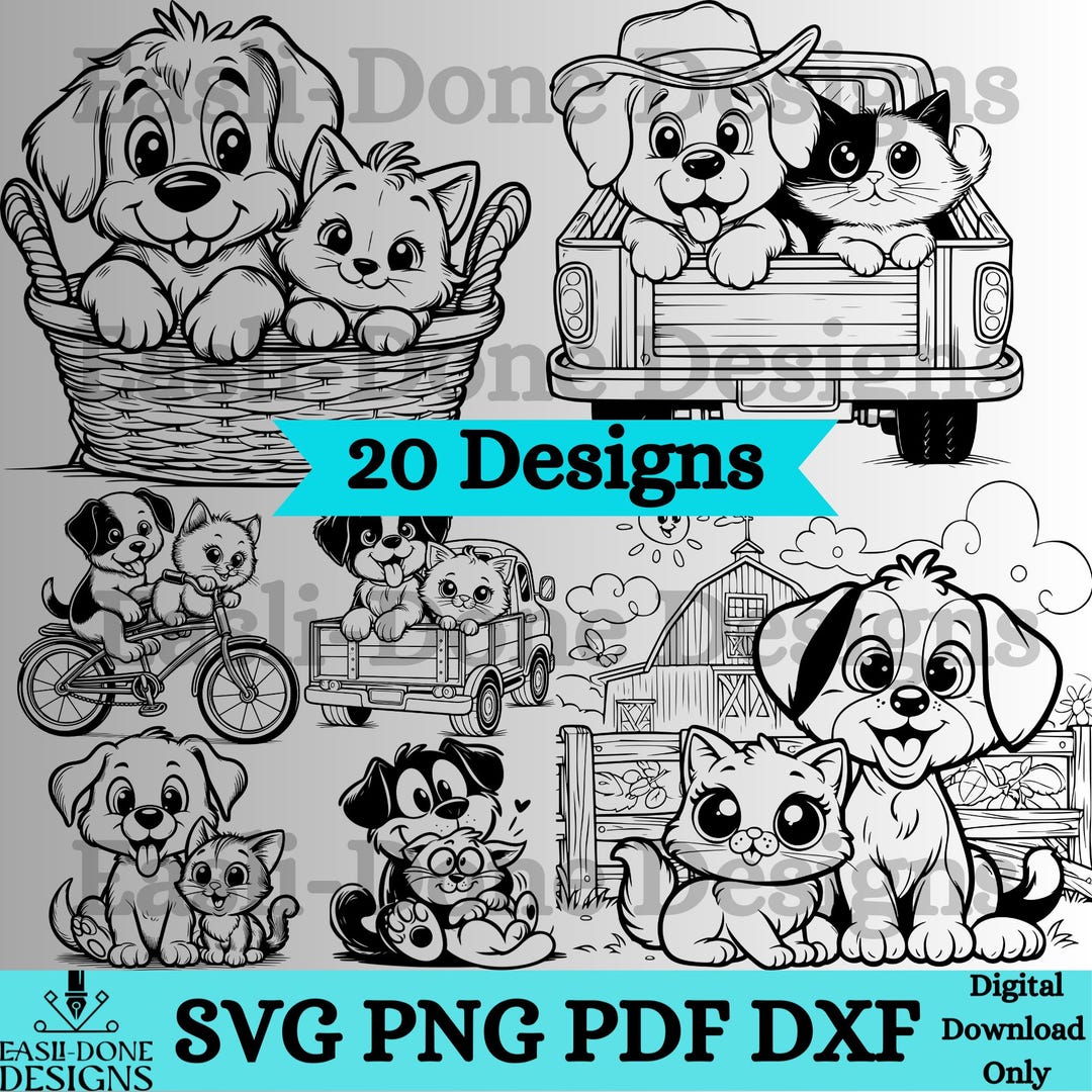 Cat and Dog Clipart Bundle: Friends SVG, Laser Engraving, Cricut Cut ...