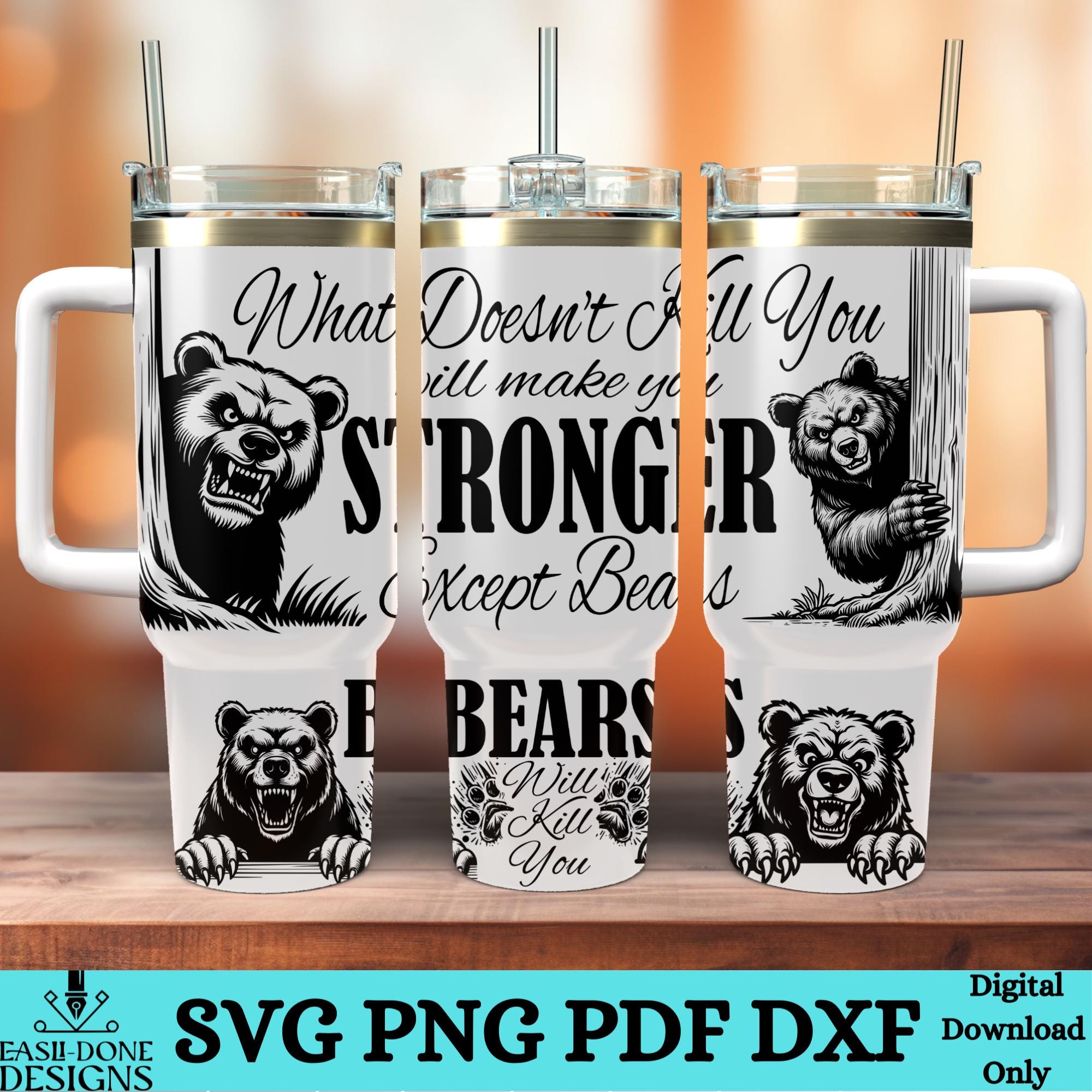 Sarcastic Bear 40oz Tumbler Wrap SVG: Outdoor Laser Cut File (digital ...