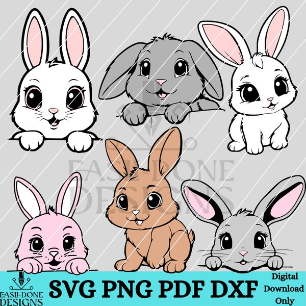 Easter Bunny SVG Cut File and PNG Sublimation Bundle for Crafters Cute ...