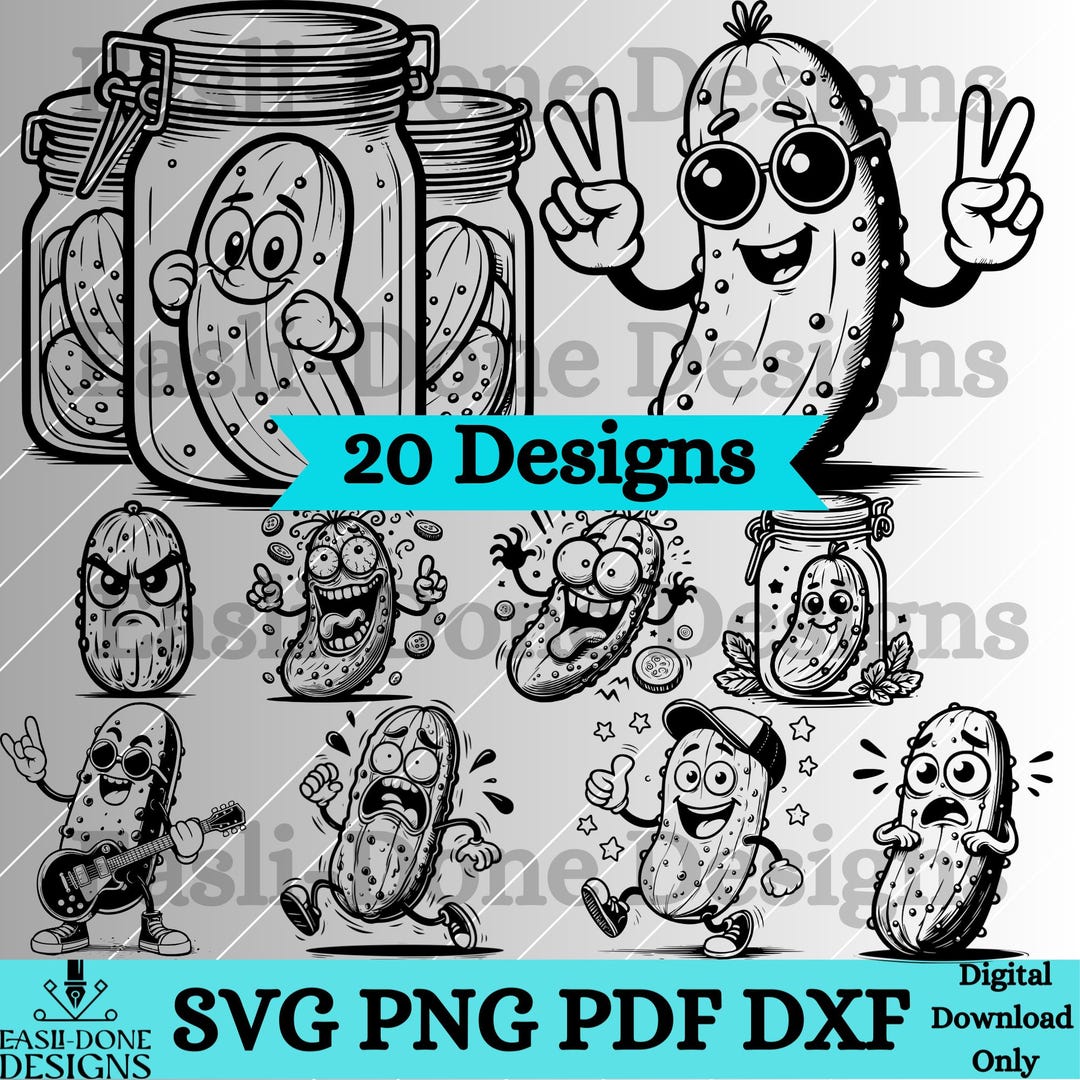 Funny Pickle SVG Bundle: Printable Clipart, Laser Engraving (digital ...