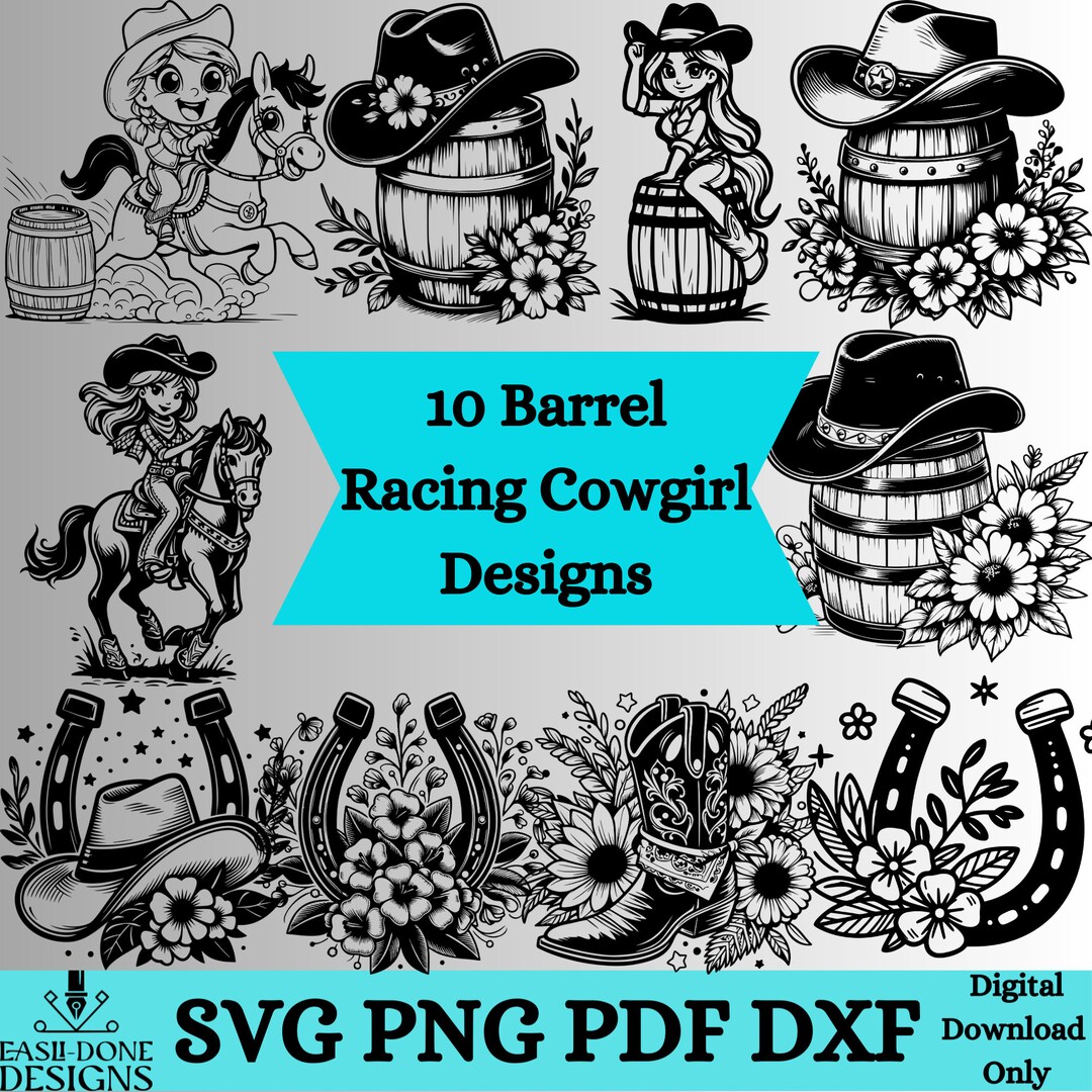 Barrel Racing SVG Outline Bundle 10 Svg Png Pdf and Dxf Files Instant ...