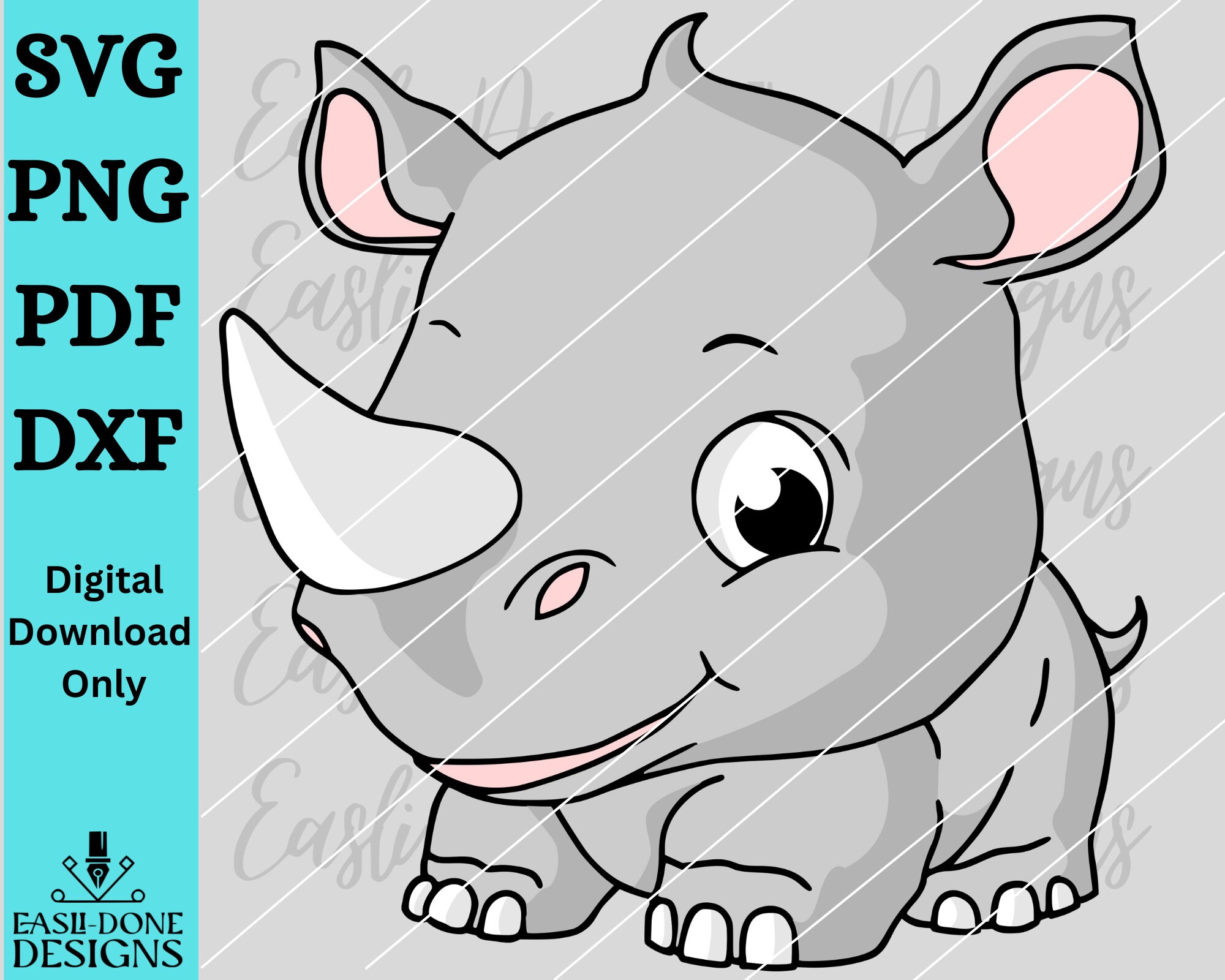 Cute Baby Rhino SVG, Rhinoceros Svg, Chubby Unicorn Svg Png, Digital ...