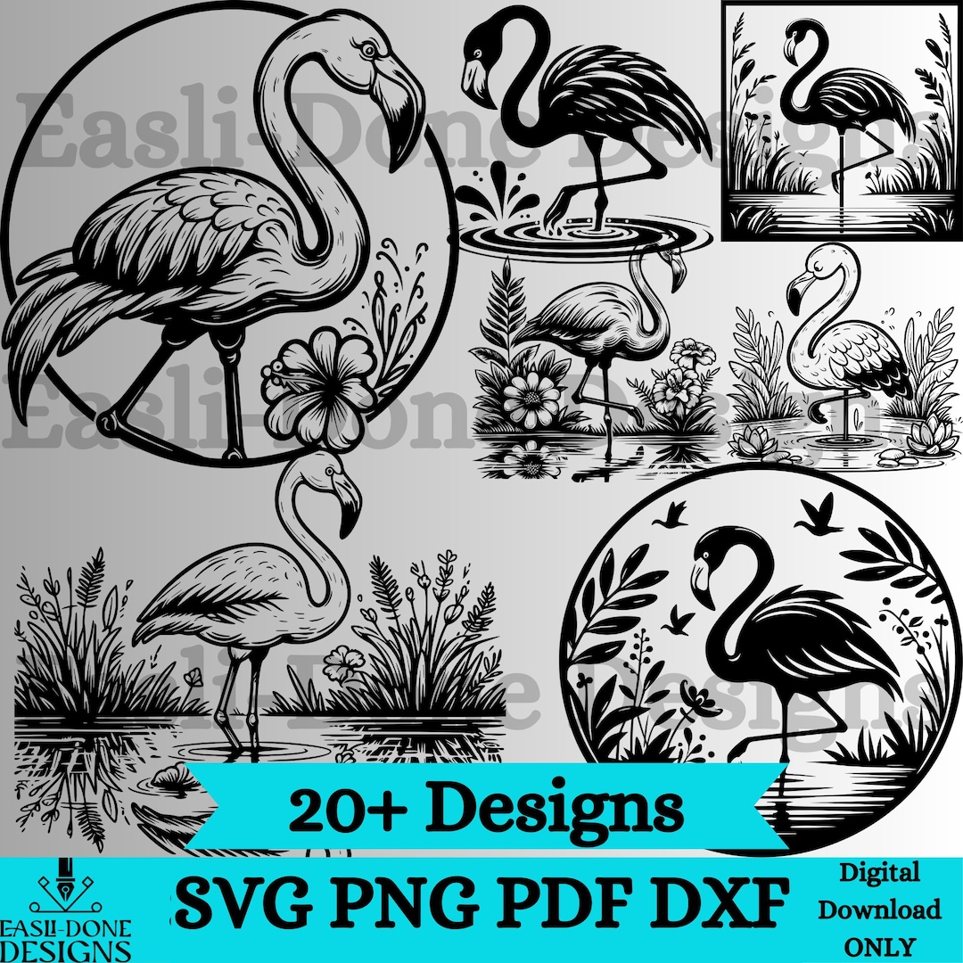 Flamingo SVG Clipart Bundle: Laser Engraving, Cricut (digital Download ...