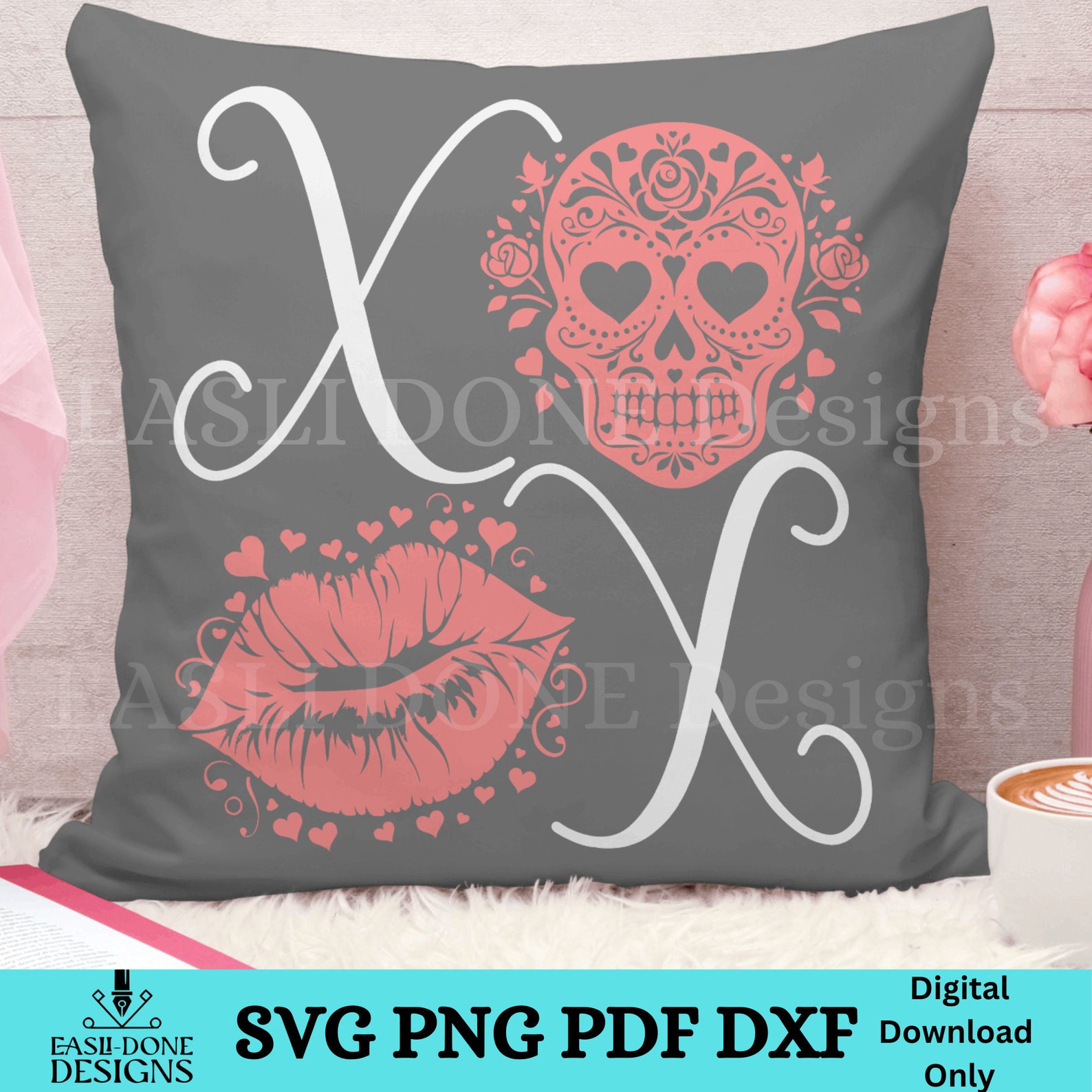 Valentines' Day XOXO Svg Png Clipart Cut File, Sugar Skull Svg Png ...