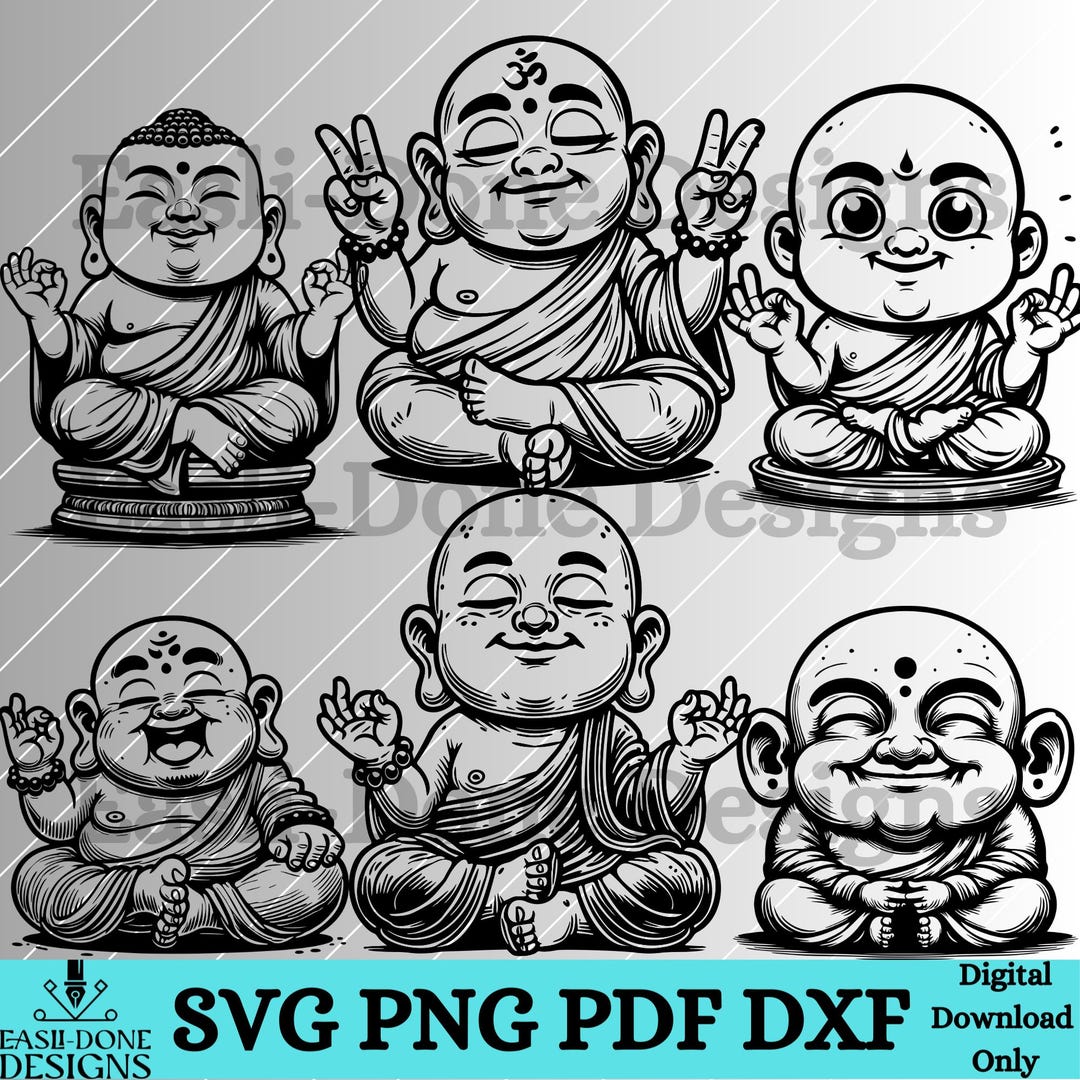 Happy Buddha Outline SVG Bundle: Laser Cut Files (digital Download) - Etsy