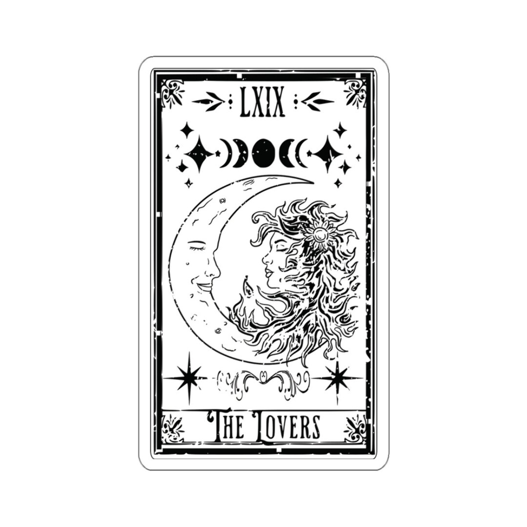 Tarot Card Lovers Sticker, Gift for Her, Gift for Celestial Lover, Moon ...