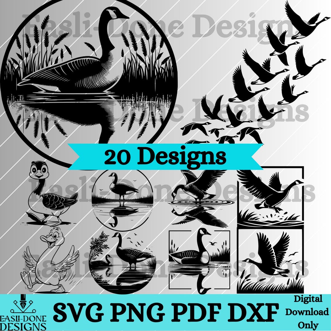 Goose Svg Bundle/ Geese Clipart/ Wildlife Svg/ Round and Square Svg ...