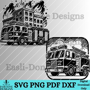 Fireman Outline SVG PNG Bundle Firetruck Clipart Fire Fighter Dog Svg ...
