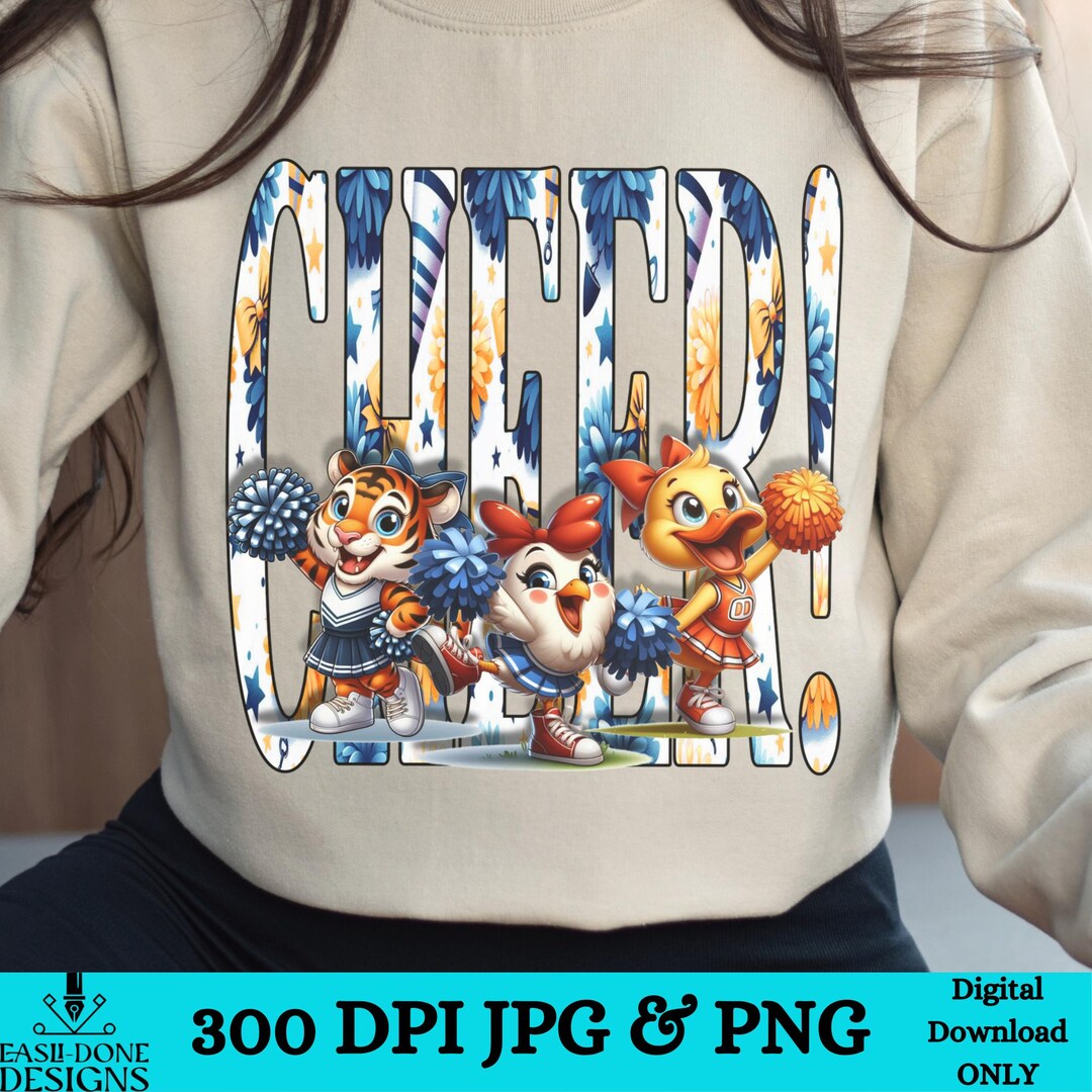 Animal Cheerleader Sublimation Design: Cheer Shirt PNG JPG (digital ...