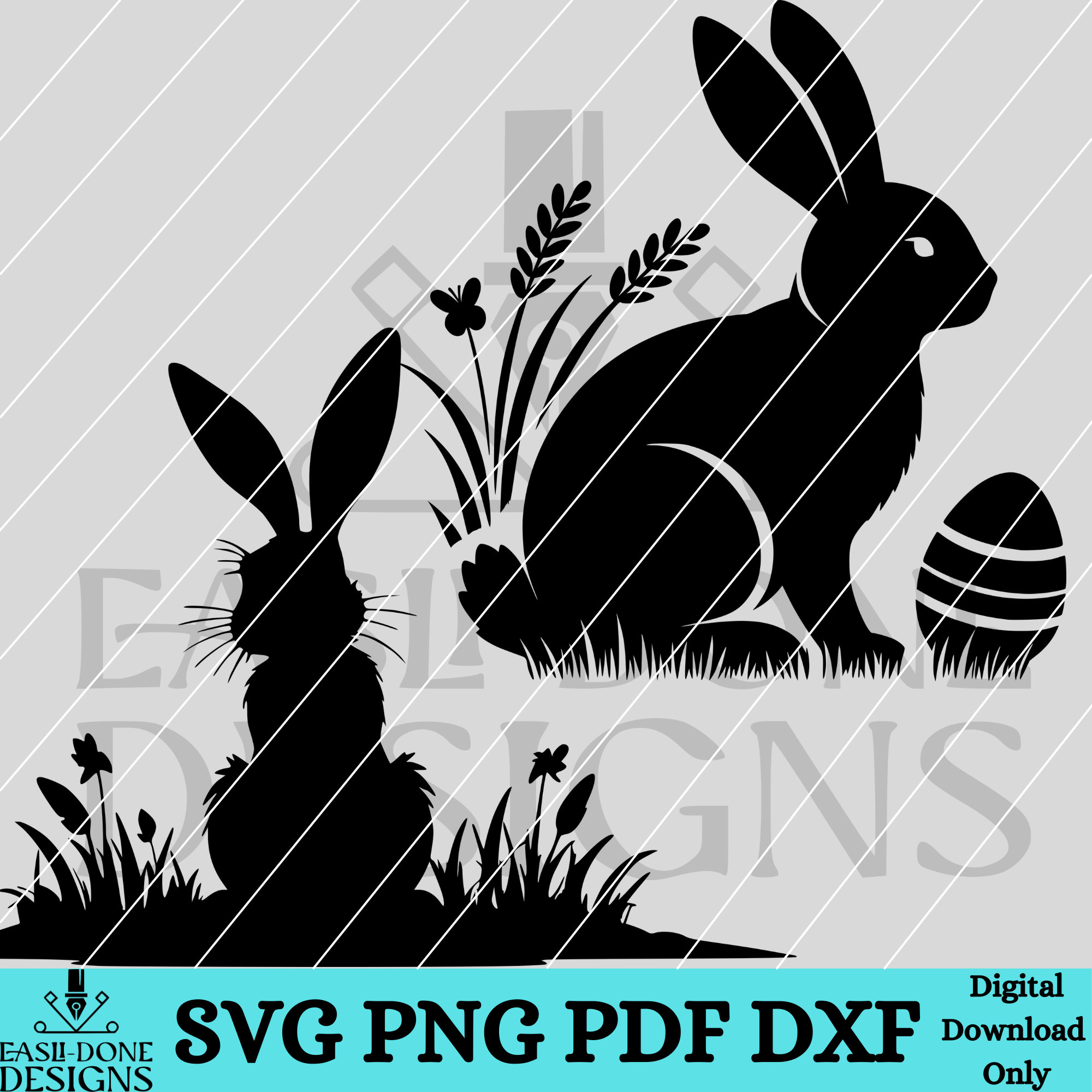 Easter Bunny Silhouette SVG Cut File and PNG Sublimation Dxf Laser File ...