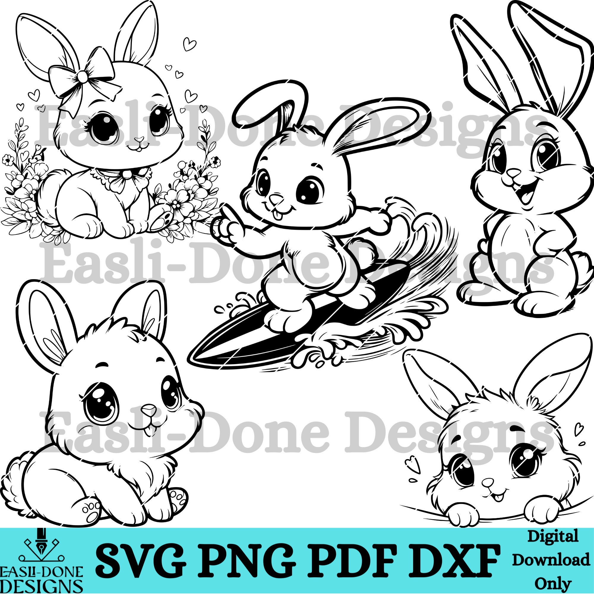Bunny SVG PNG Files Funny Peeking Bunny Designs Wildlife Clipart Laser ...