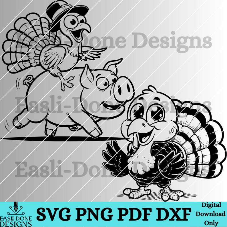 Thanksgiving Turkey Outline SVG Bundle: Fall Holiday Clipart (digital ...