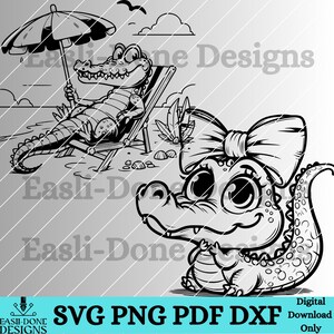 Alligator Outline Bundle SVG PNG Pdf and Dxf Files Instant Download ...