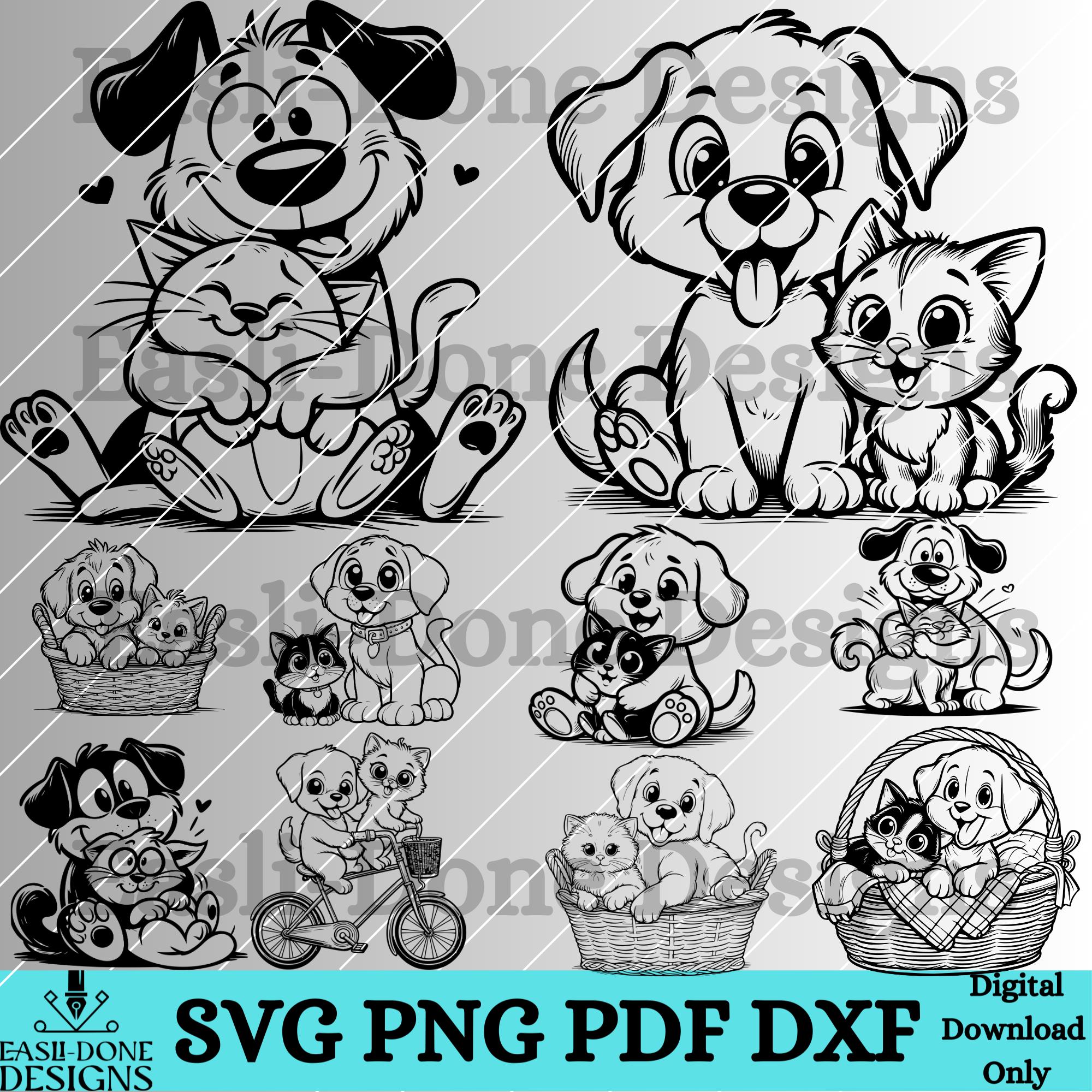 Cat and Dog Clipart Bundle: Friends SVG, Laser Engraving, Cricut Cut ...