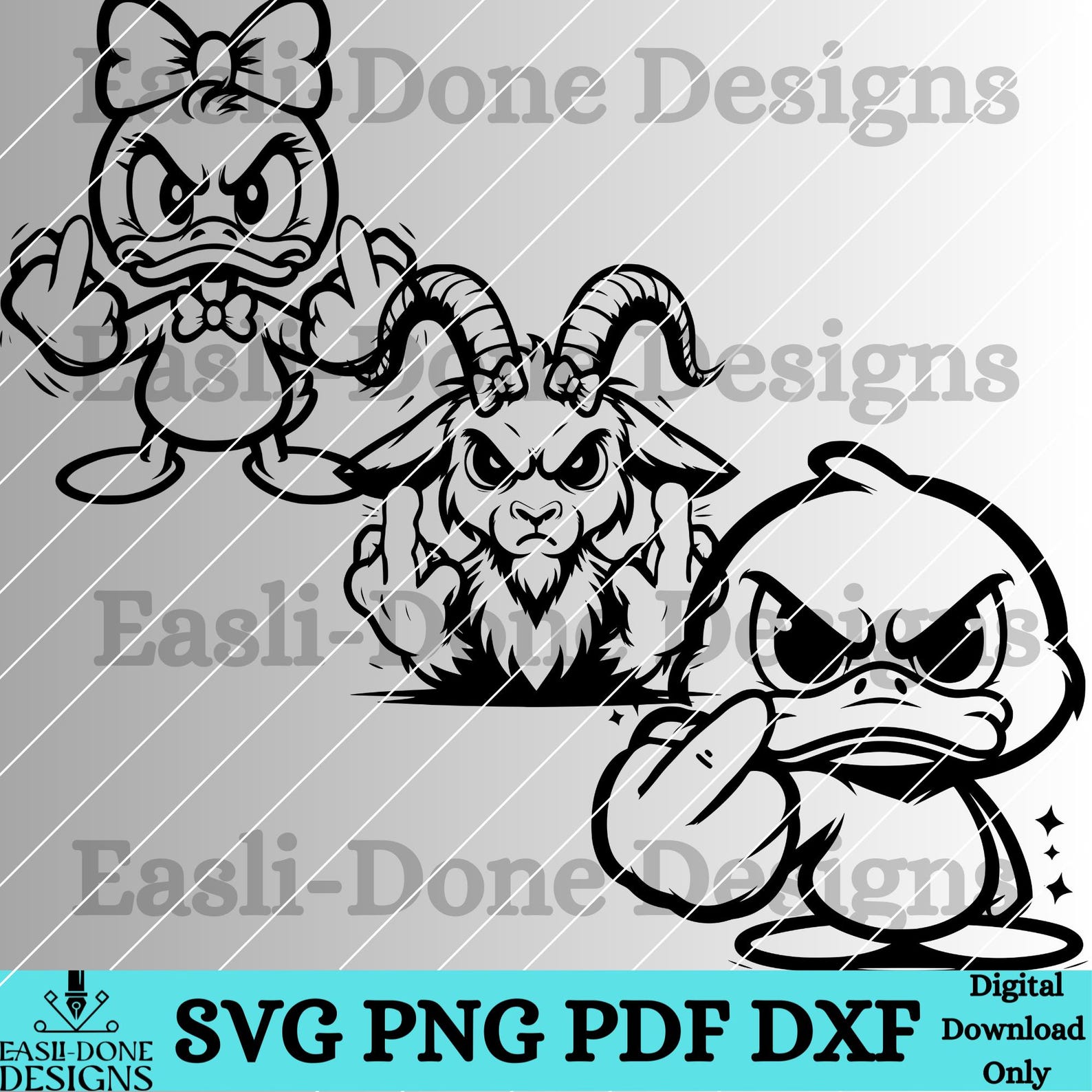 Funny Animal Middle Finger SVG Bundle: Birdie Finger Clipart (digital ...