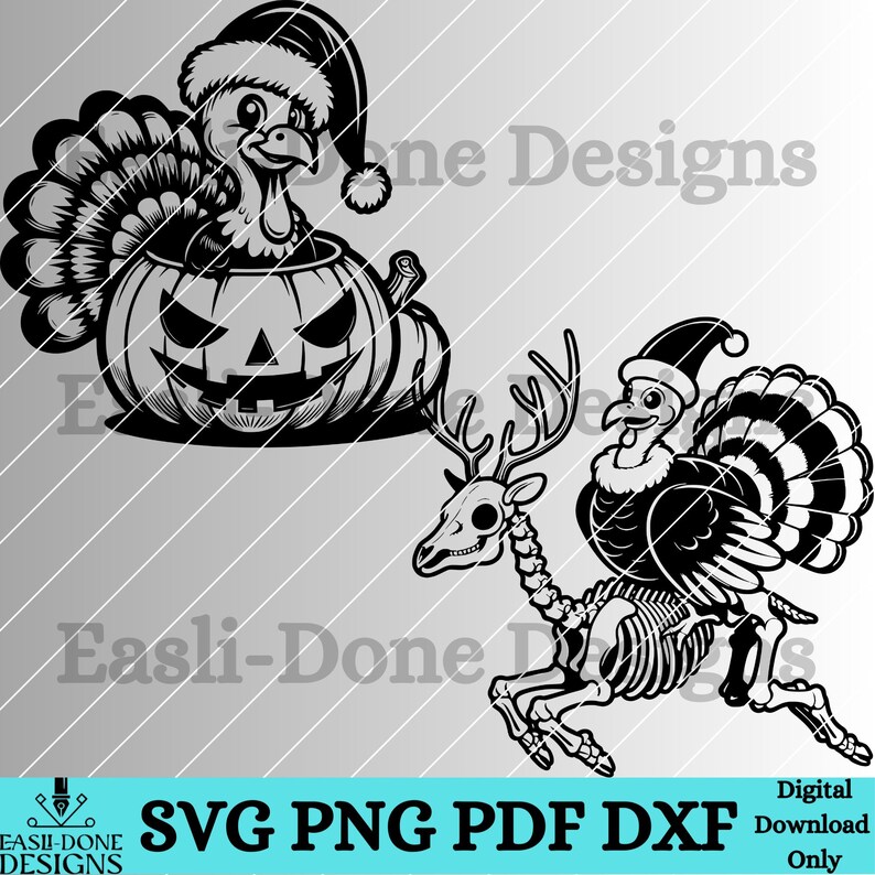 Hallothanksmas Design Outline Bundle SVG PNG Pdf Dxf Files Fall Holiday ...