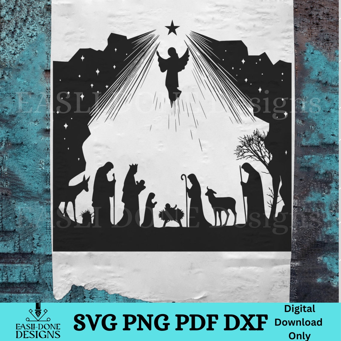 Nativity Scene SVG PNG Cut and Laser Files, DIY Christmas Nativity ...