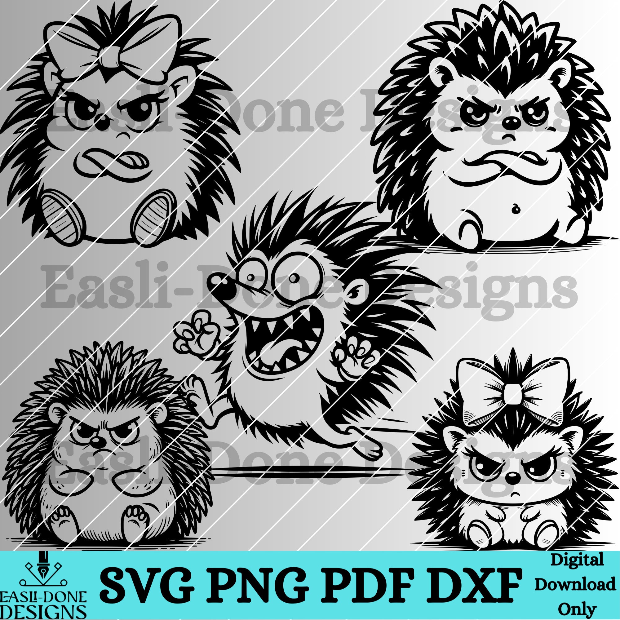 Hedgehog SVG PNG Bundle 10 Cute Unique Hedgehog Svg Png Pdf Dxf Cut and ...