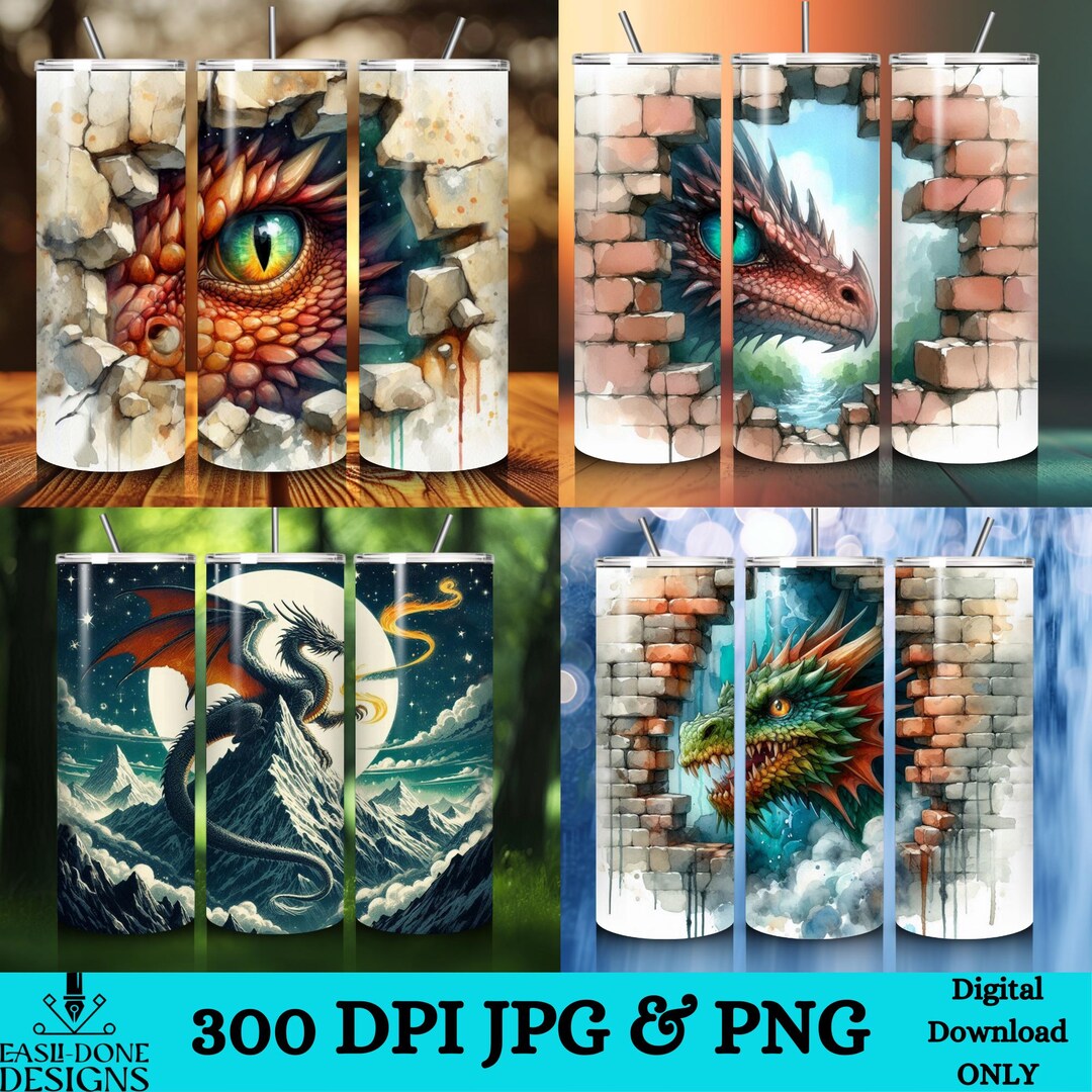 Dragon Tumbler Wrap Bundle: Mythical 20 Oz Design (PNG & JPG) - Etsy