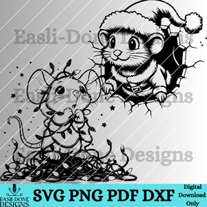 Christmas Mouse Outline Digital File Bundle SVG Cut Vector PNG ...