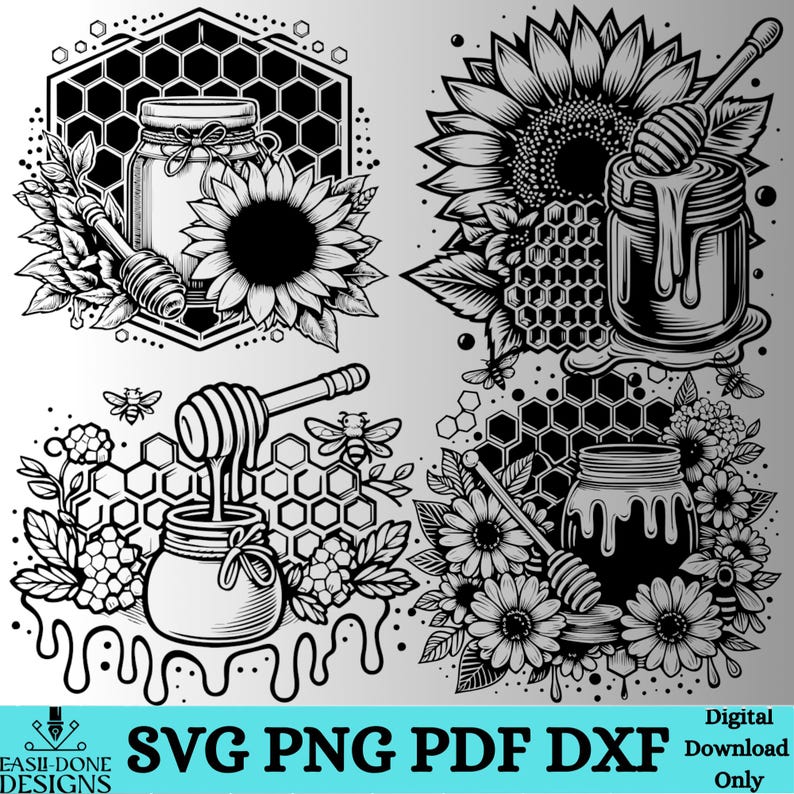 Honeybee Cutting Board SVG Bundle: Honey Jar Designs (digital Download ...