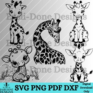 Giraffe Designs Outline Bundle 15 Svg Png Pdf and Dxf Files Instant ...