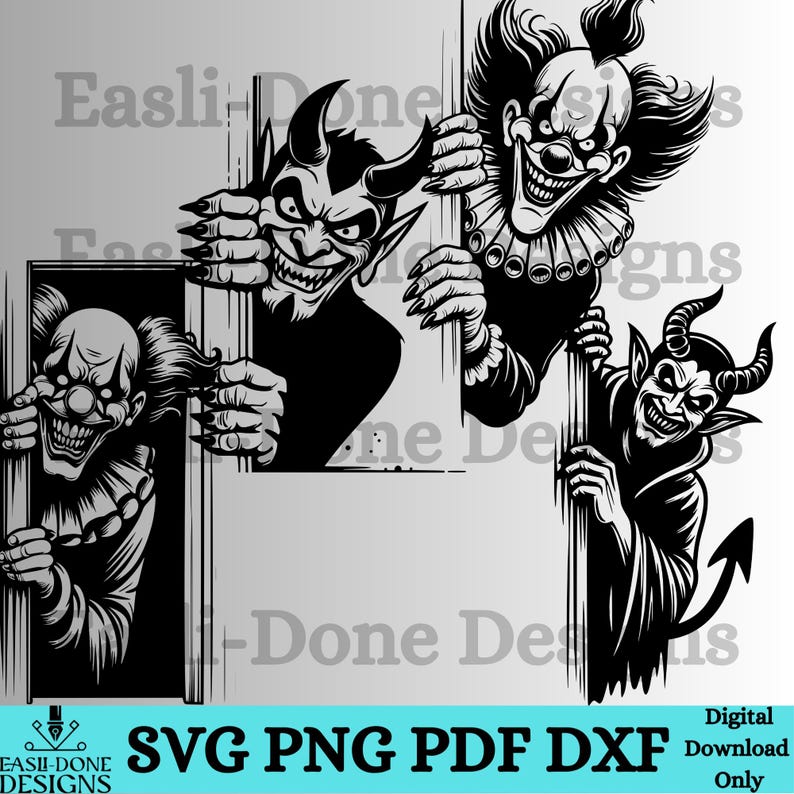 Halloween Corner Peeking Monster SVG Bundle: Laser Cut Vector Clip Art ...