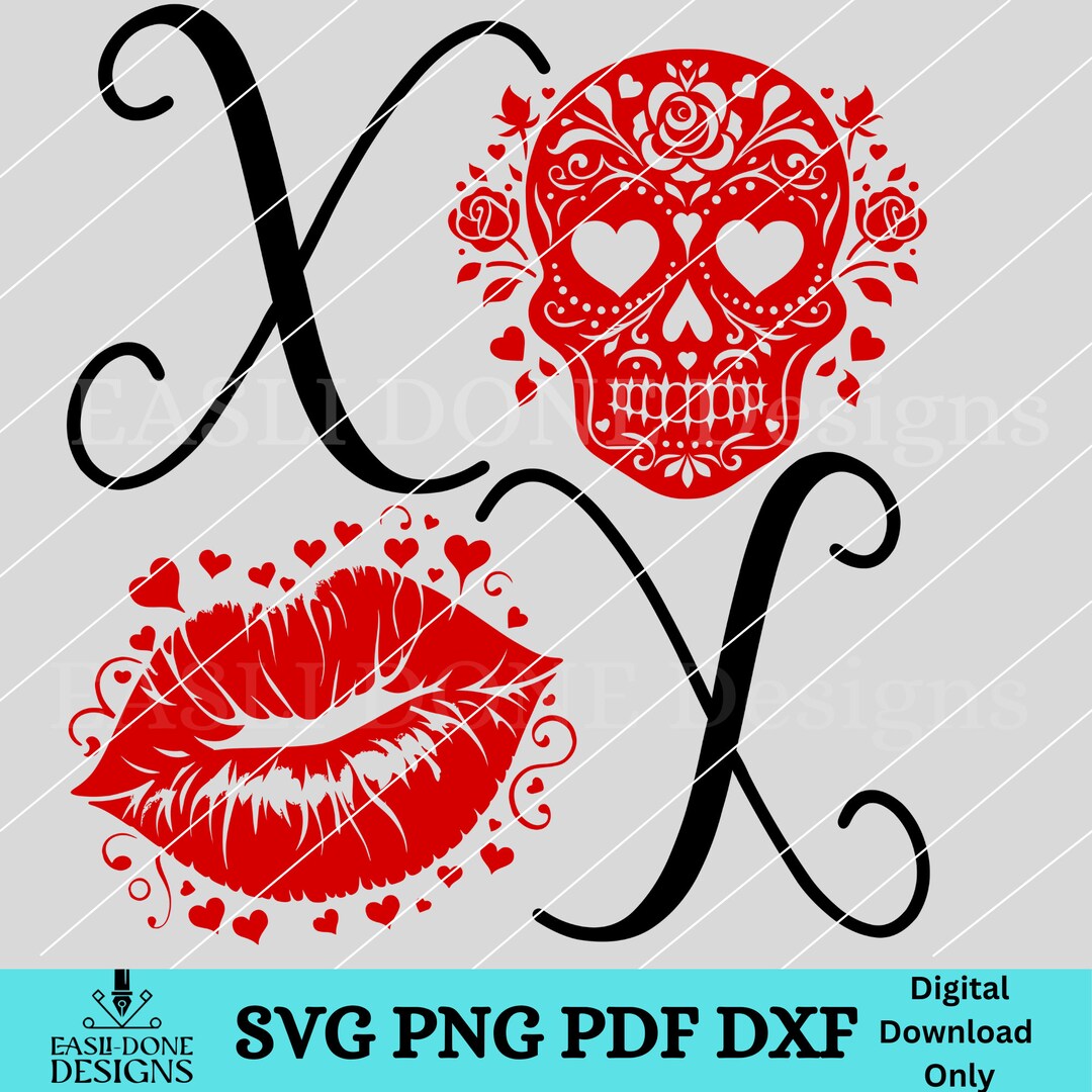 Valentines' Day XOXO Svg Png Clipart Cut File, Sugar Skull Svg Png ...